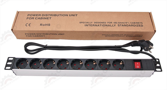 LinkBasic CFU08-D-H1.5U-2.0 панель питания 19" на 8 розеток, немецкий ...