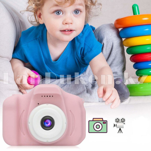 Детский цифровой фотоаппарат с рамками и видеосъемкой 400 mAh (розовый ...