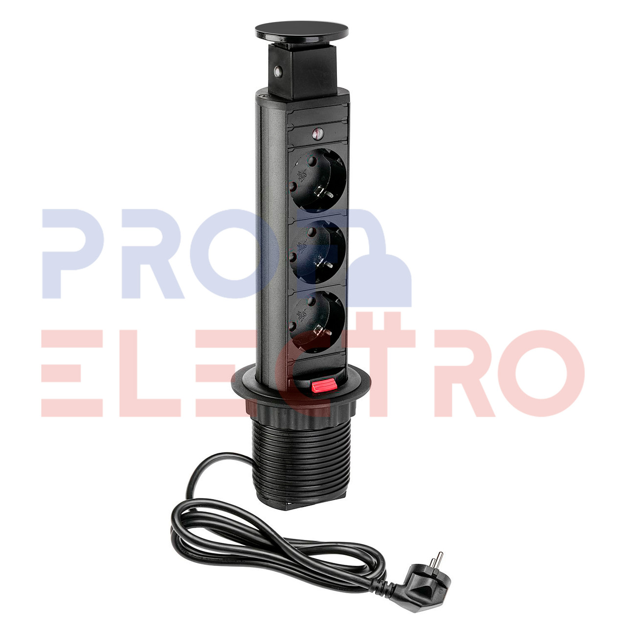 Выдвижной розеточный блок на 3 розетки 200B, Чёрный, настольный,Shelbi ...