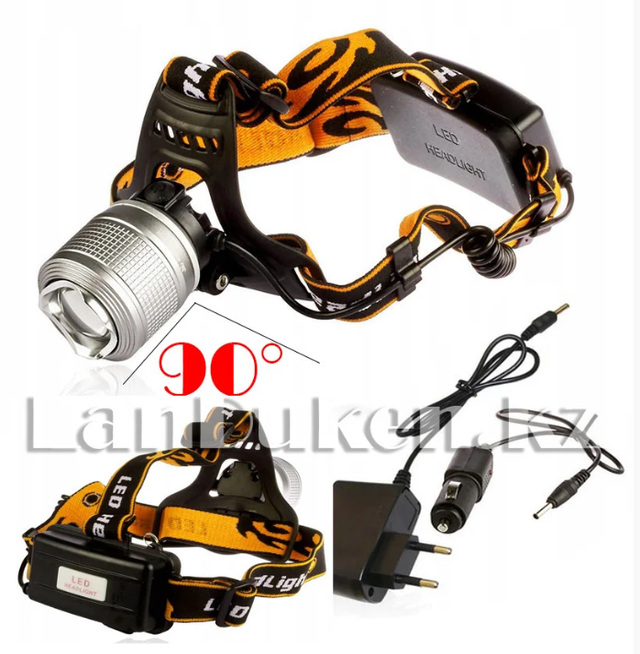 Светодиодный налобный фонарь Headlight 4 режима, Zoom (зарядка от сети ...