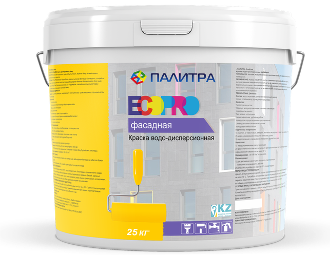 Краска водоэмульсионная фасадная "ПАЛИТРА" 25 кг (для наружных работ ...