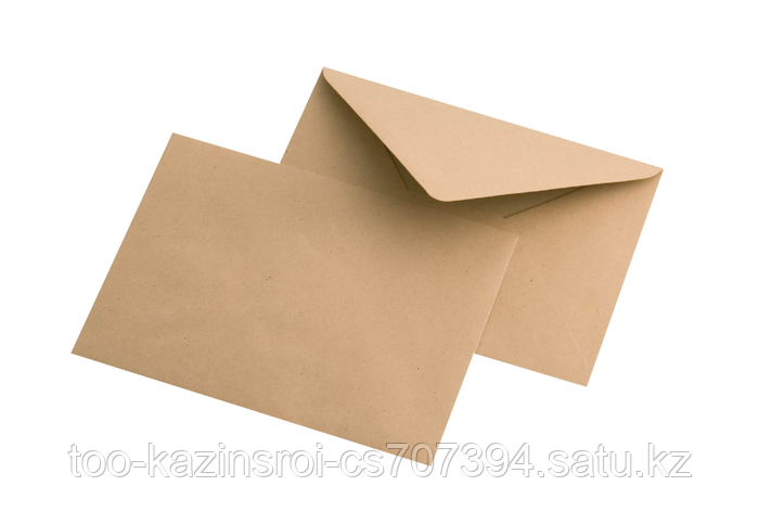 Конверт из крафт бумаги, коричневый. Плотный с треугольным клапаном ...