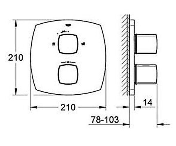 Внешняя часть термостатического смесителя для ванны GROHE Grandera ...