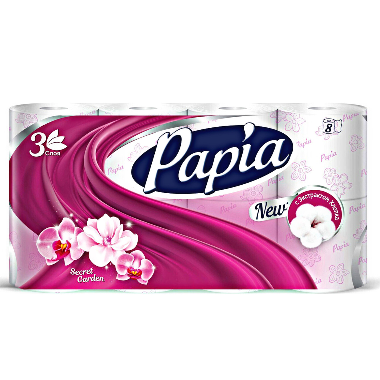 Туалетная бумага Papia New 3-х слойная, 8 рулонов (id 88854771)