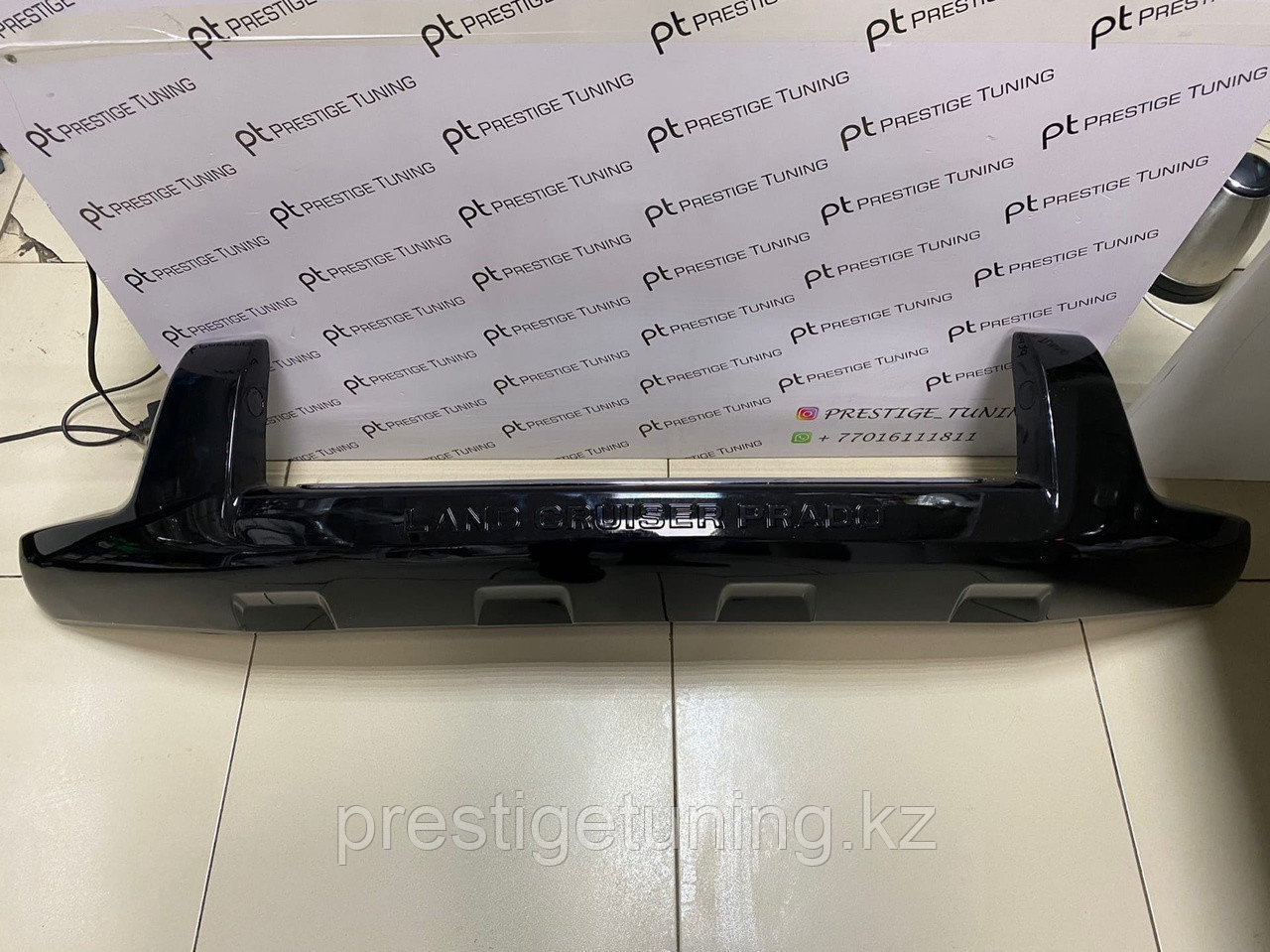 Накладка переднего бампера (губа) на Land Cruiser Prado 2010-13 (Черный ...