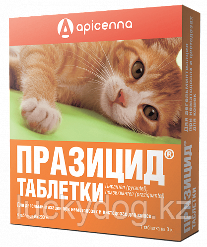 Празицид от глистов для кошек, 6 таб., 1 таб.на 3кг массы (празиквантел ...