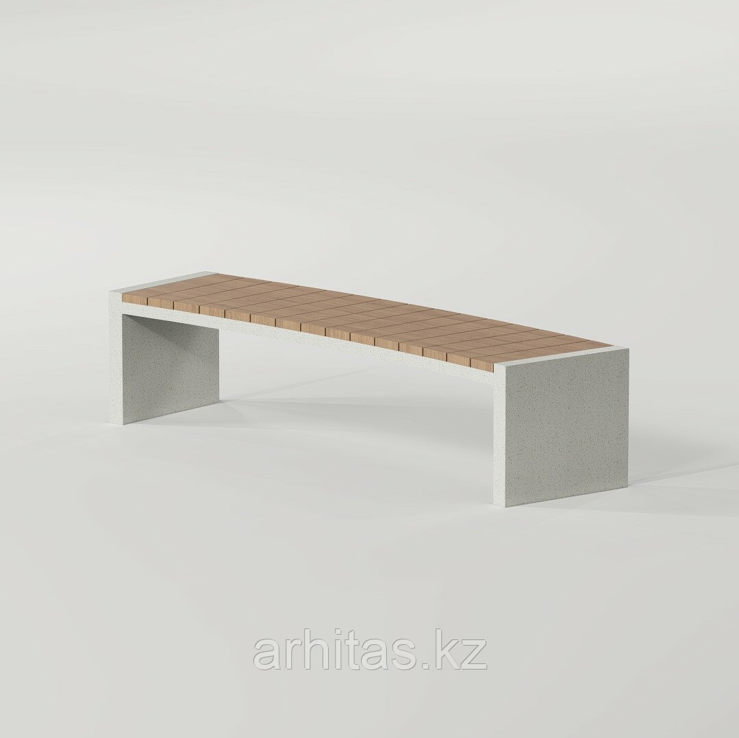 Скамейка из композитного мраморного камня с деревянным настилом Gladio ...