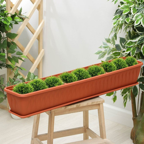 Ящик балконный «Алиция», 100 см, с поддоном, цвет терракотовый (id ...