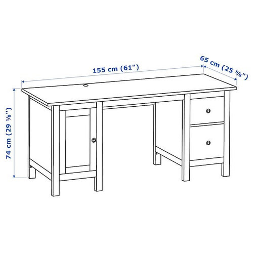 Письменный стол ХЕМНЭС, белая морилка 155x65 см (id 101410686)
