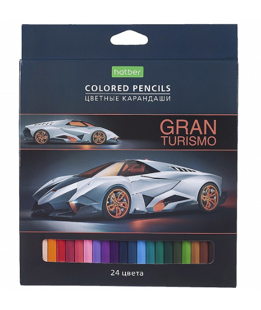 Карандаши "Hatber Eco", 24 цвета, серия "Gran Turismo", в картонной упаковке: продажа, цена в ...