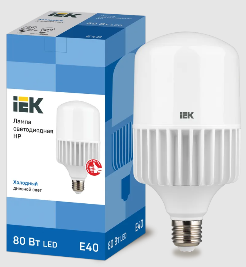 Лампа светодиодная HP 80Вт 230В 6500К E40 IEK
