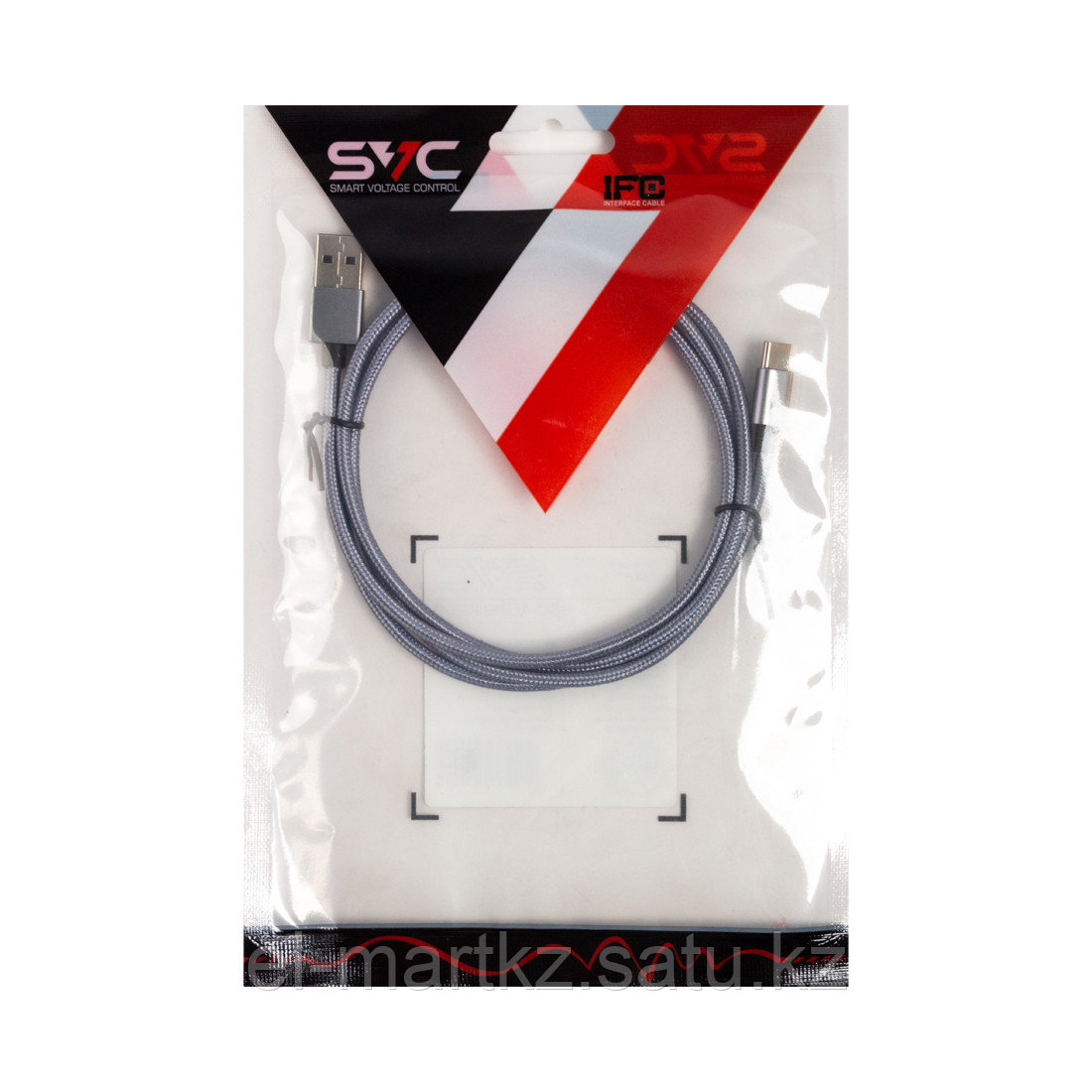 Переходник USB-USB Type C SVC USC-AL0120GR-P, Серый, Пол. пакет, 1.2 м ...