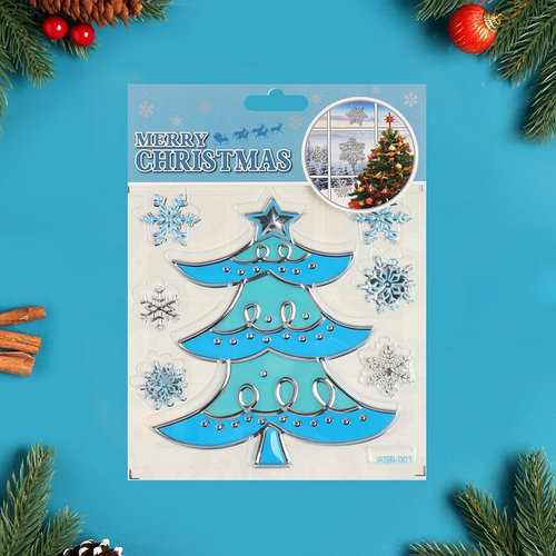 Наклейки на окна "Новогодние" елочка, 21,5 х 16,5 см (id 103326310)