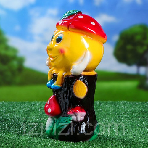 Садовая фигура "Колобок на пне", глянец, разноцветный, 28 см (id 103958189)