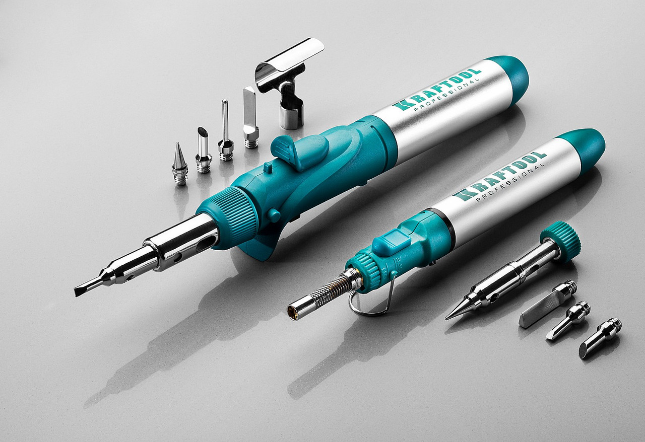 Газовый паяльник KRAFTOOL SolderPro 70B, набор 8-в-1, 30-70 Вт, горелка ...