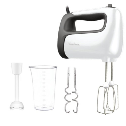 Миксер Moulinex HM461110, ручной, 500 Вт, 5 скоростей, 5 насадок, белый ...