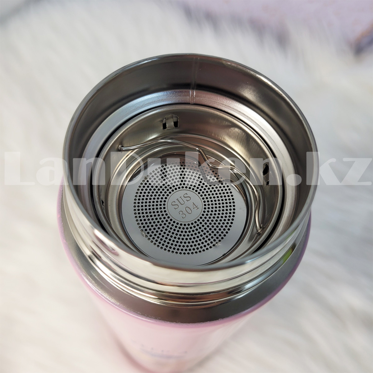 Термос с термодатчиком и заварником 500 мл розовый с рисунком (id ...