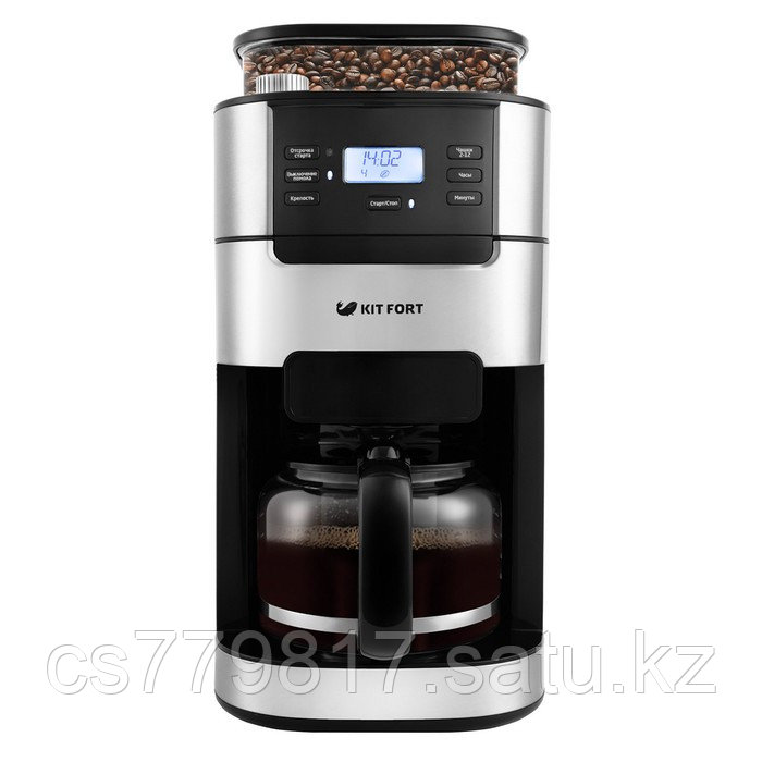 Кофемашина Kitfort КТ-720, капельная, 1050 Вт, 1.5 л, 200 г, чёрно ...