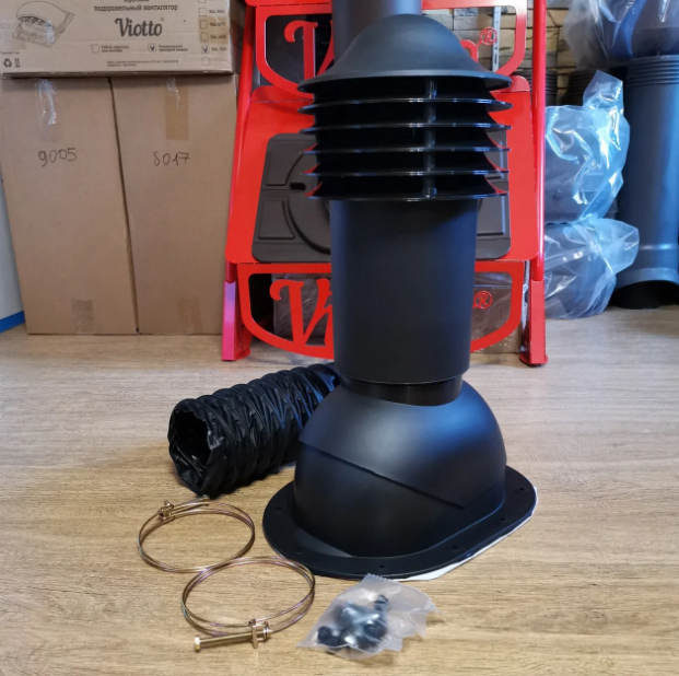 Вентиляционный выход утеплённый для Фальцевой кровли110х550 мм Чёрный ...