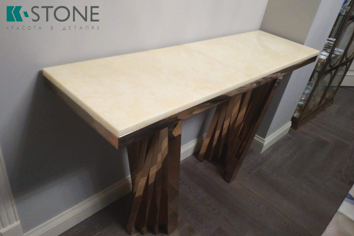 Столешница акриловый камень кремовая на заказ от изготовителя K-Stone