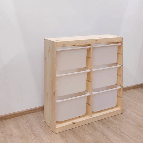 Стеллаж TROFAST 3 с контейнерами вертикальный, Массив сосны (id 107368681)