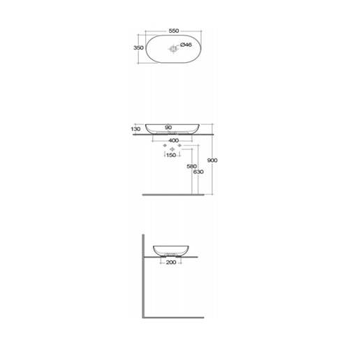 Раковина накладная 55, овальная, белая Rak Ceramics Feeling ...