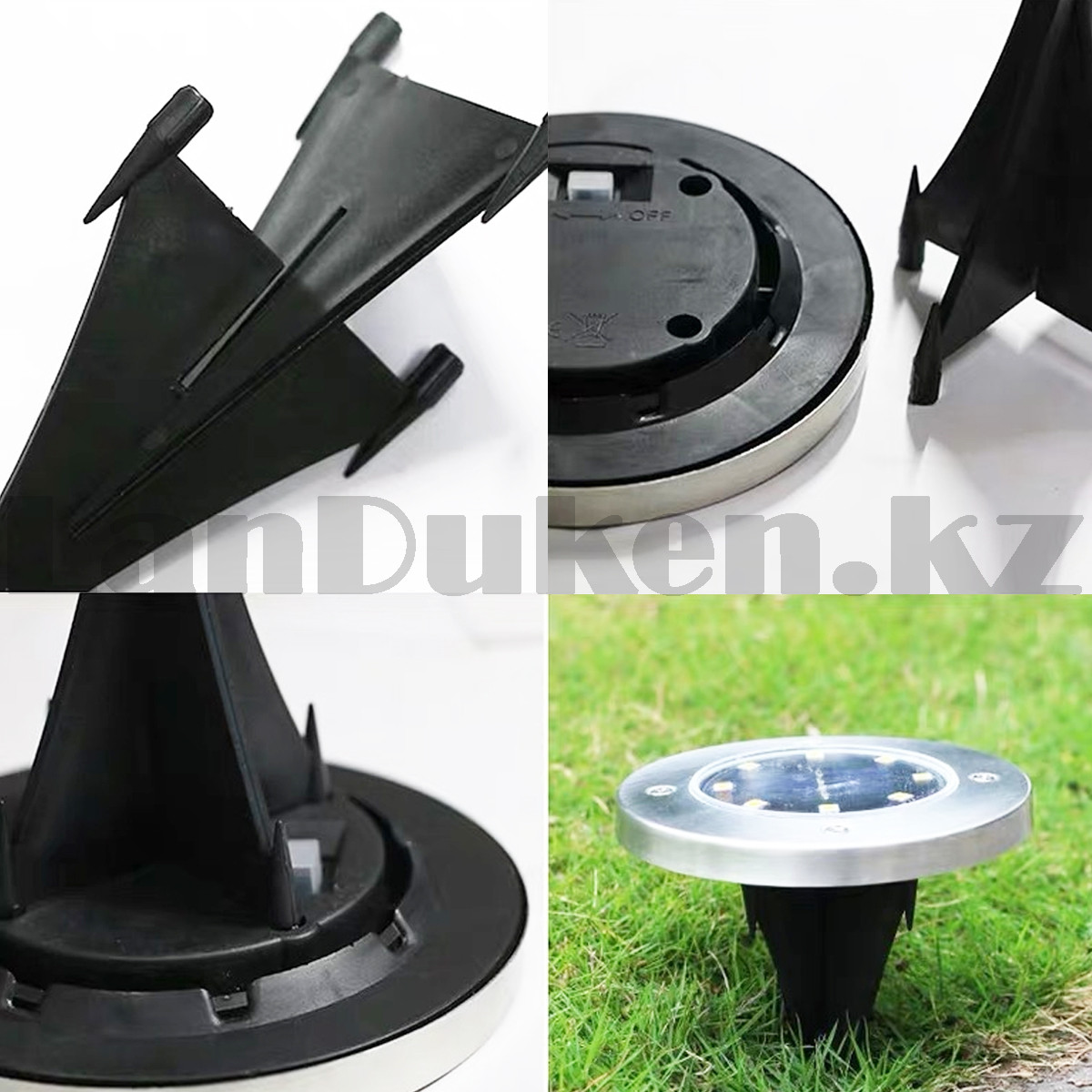 Садовые светильники на солнечных батареях Disk Lights 8 светодиодов 4 шт