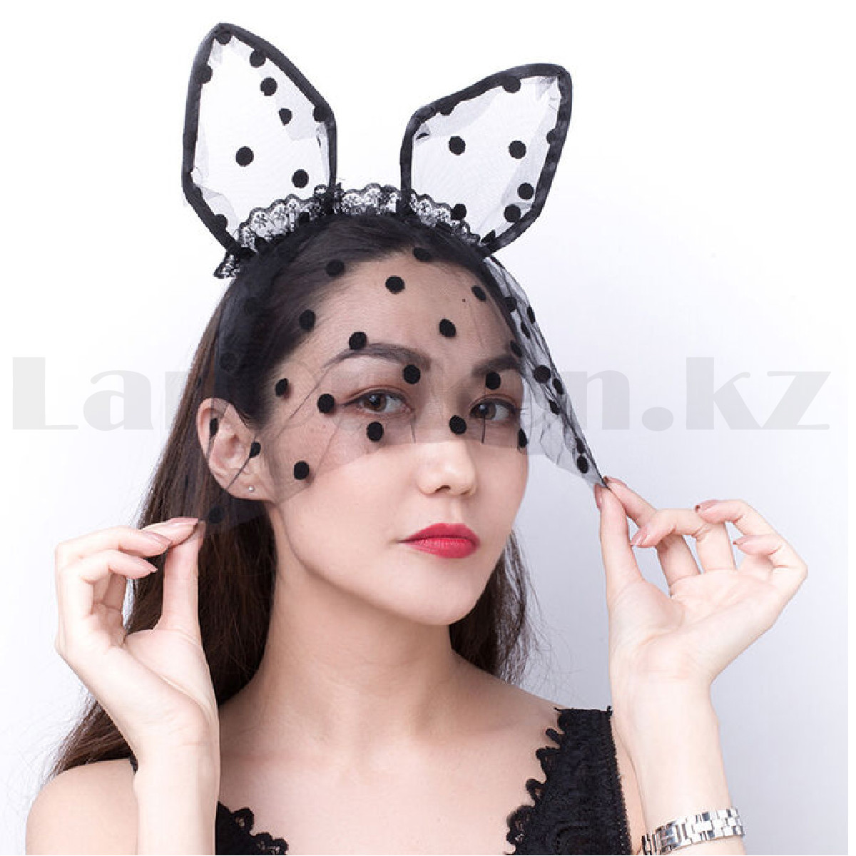 Ободок Заячьи ушки кружевные