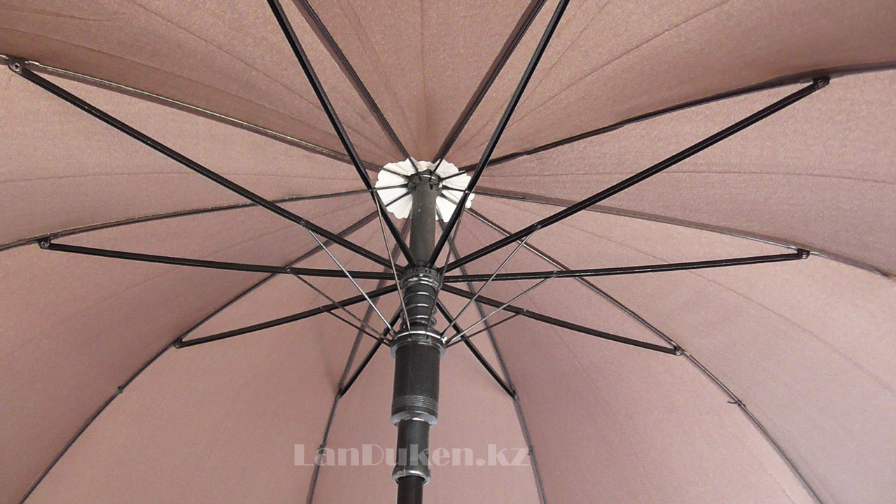 Мужской коричневый зонт-трость, зонт полуавтомат с деревянной ручкой ...