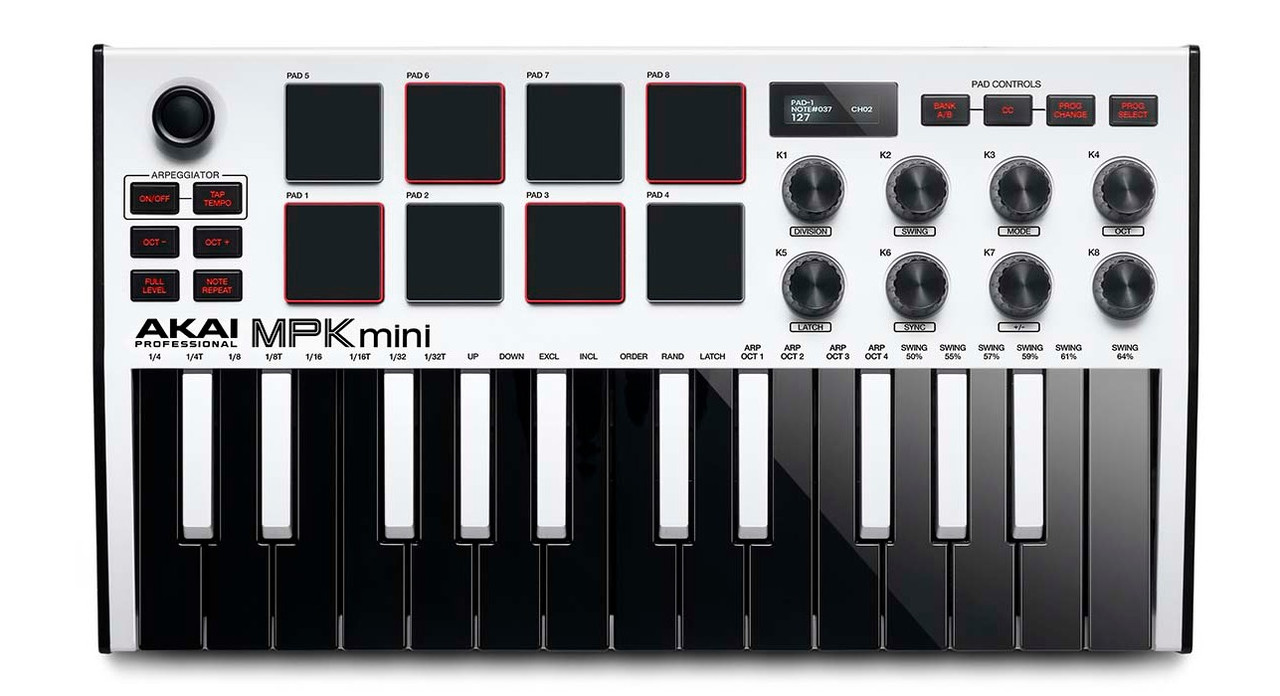 MIDI-клавиатура AKAI MPK MINI 3 WHITE USB. MIDI-клавиатуры в ...