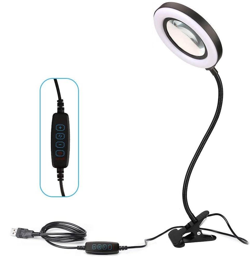 Лупа с LED подсветкой на гибком штативе с прищепкой купить в Алматы с ...
