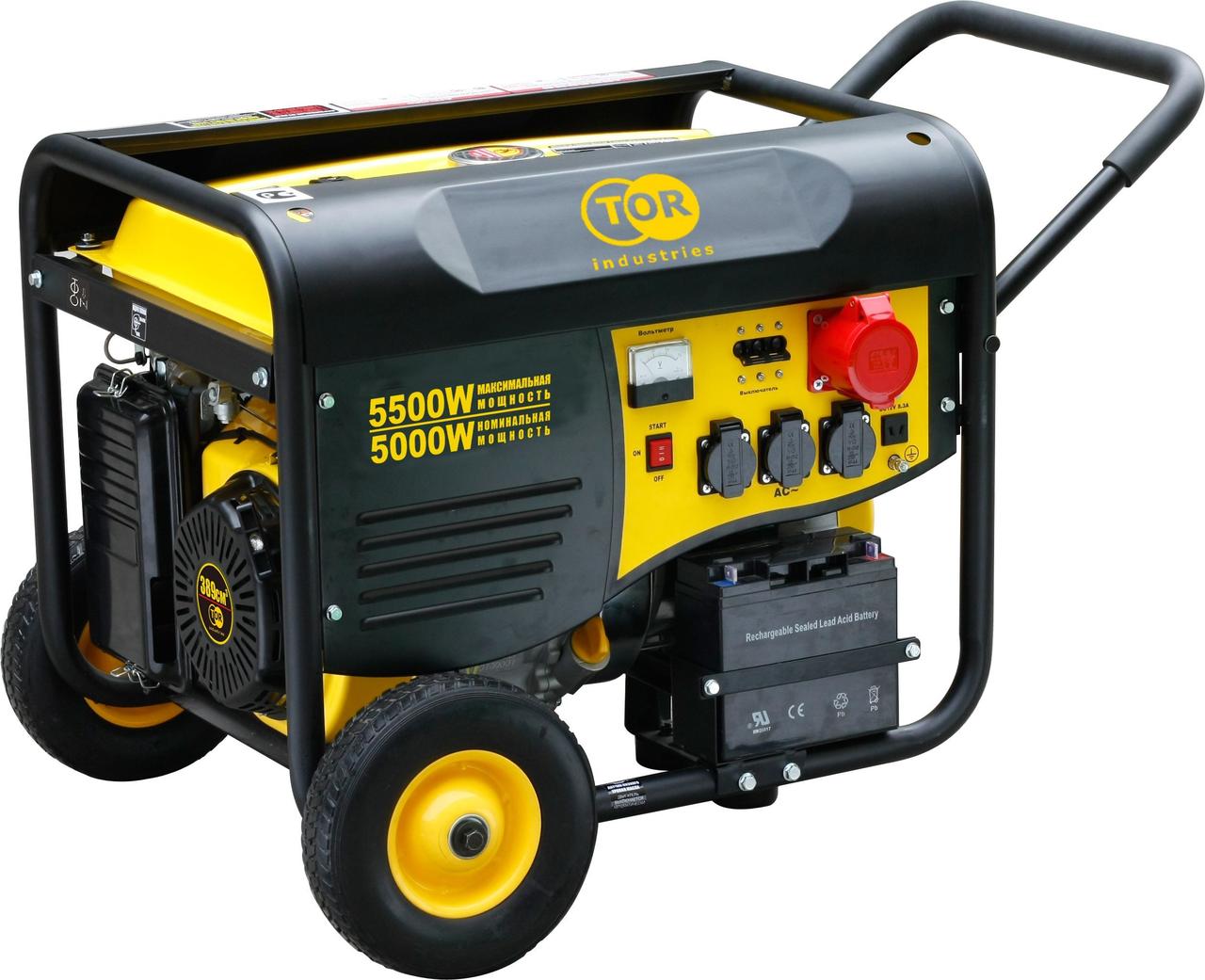 Генератор бензиновый TOR TR6500EW 5,0кВт 220В 25л с кнопкой запуска и ...