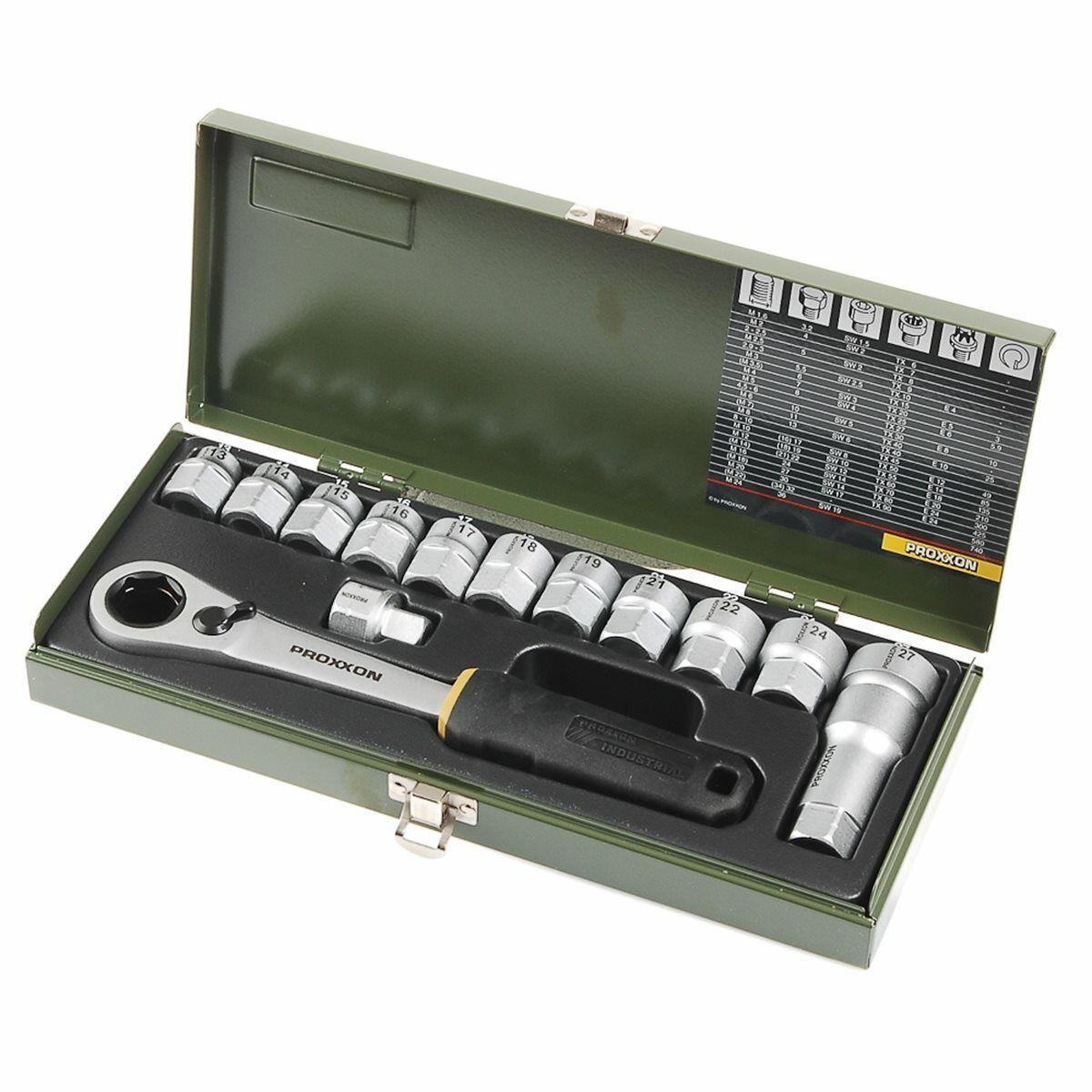 Набор головок 14 предметов 1/2", от 13 до 27 мм 23604 Proxxon, Германия