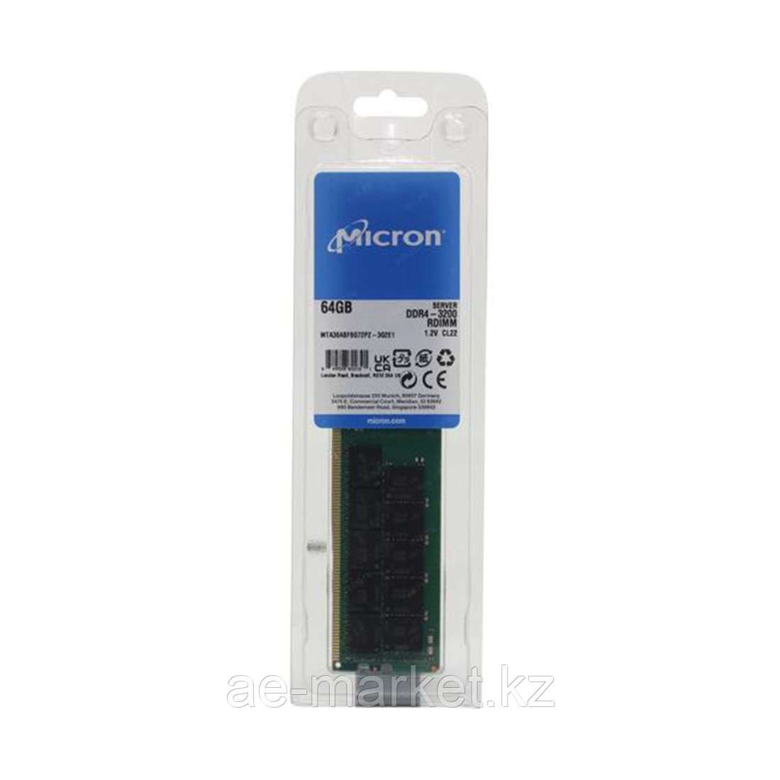 Модуль памяти MICRON MTA36ASF8G72PZ-3G2F1 DDR4 RDIMM 64GB 2Rx4 3200 ...