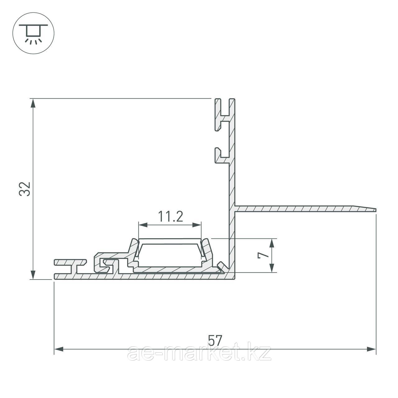 Профиль PAK-EDGE-2000 (Arlight, Алюминий): продажа, цена в Алматы. Гипсокартонный профиль от ...