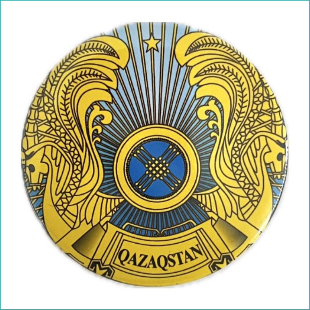 Значок Герб "Qazaqstan" Казахстан (круглый на булавке) 56мм (id ...