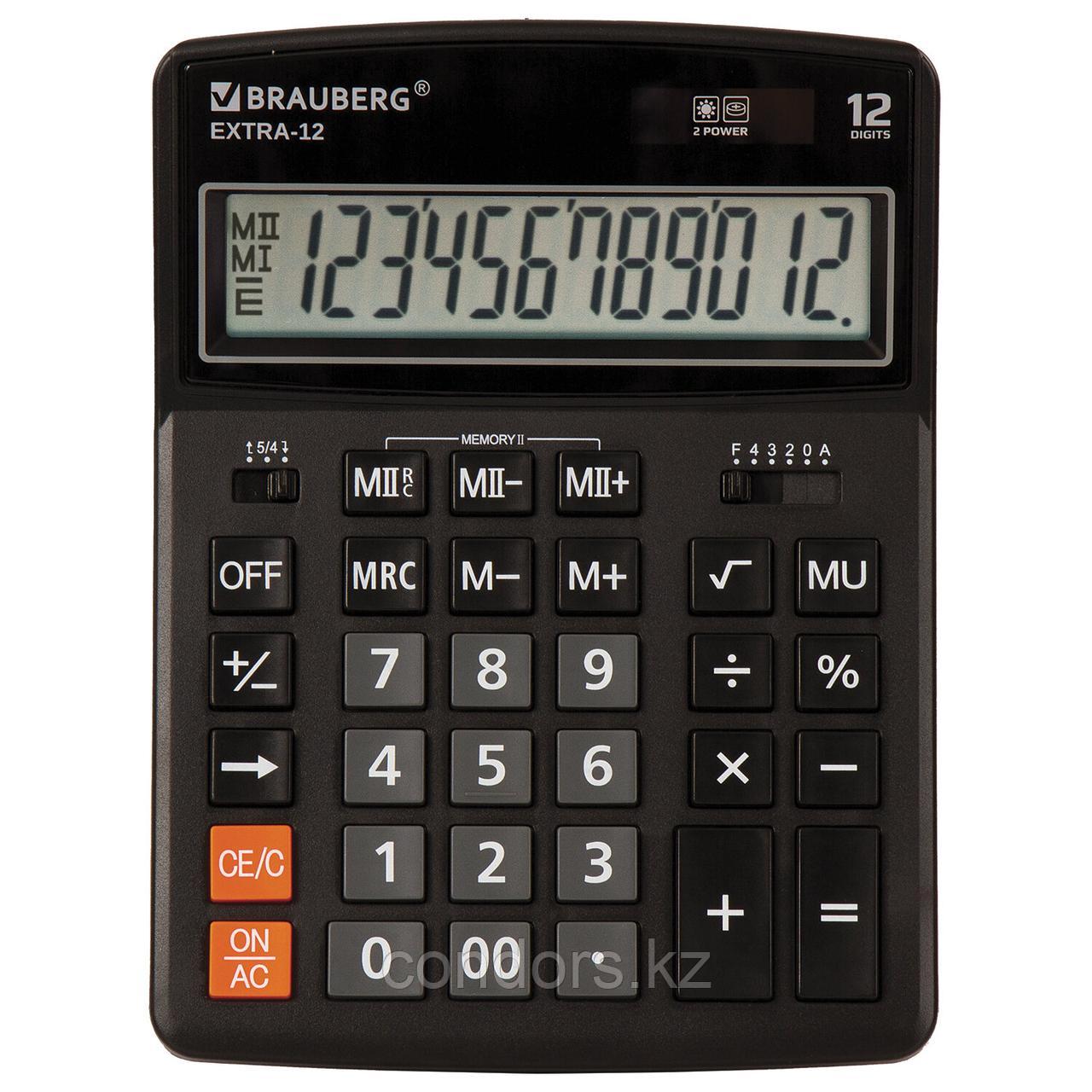 Калькулятор настольный BRAUBERG EXTRA-12-BK (206x155 мм), 12 разрядов ...
