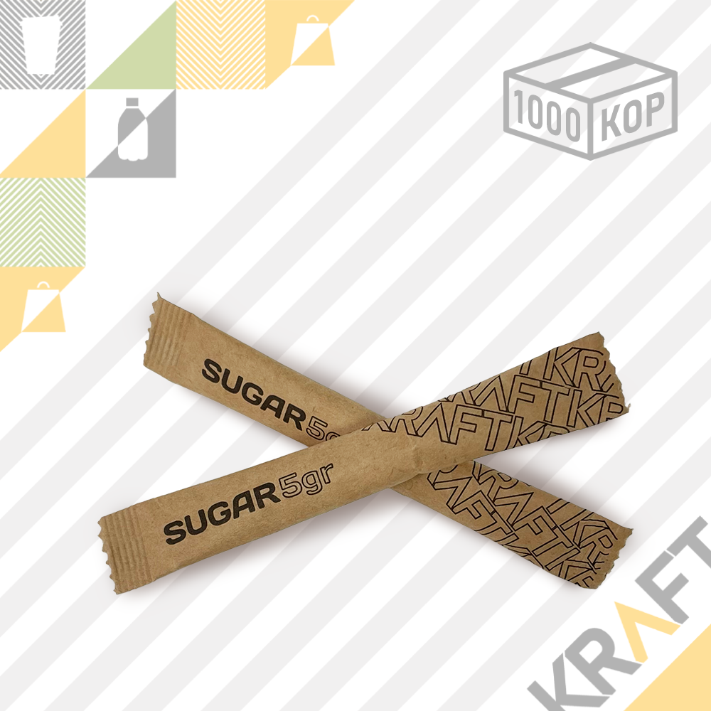 САХАР БЕЛЫЙ порционный, в стиках 5гр (1000шт/уп) / 5кг / Актуальная ...