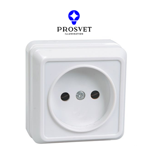 Розетка одинарная без заземления наружная PROSVET, купить в Казахстане, цена на Satu.kz