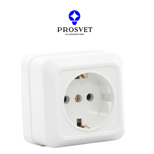 Розетка одинарная с заземлением наружная PROSVET (id 122663271), купить в Казахстане, цена на ...