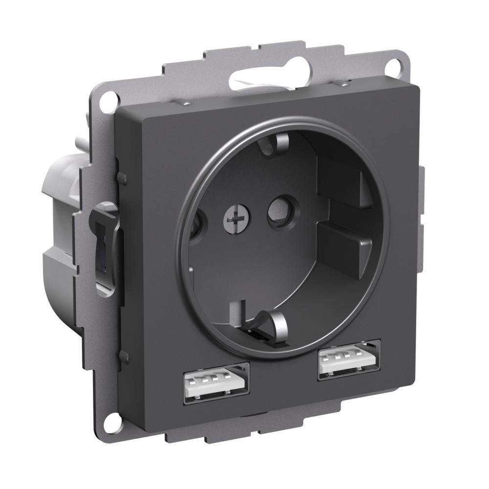 ATLASDESIGN РОЗЕТКА 16А c 2 USB A+A, 5В/2,4А, 2х5В/1,2А, механизм ...