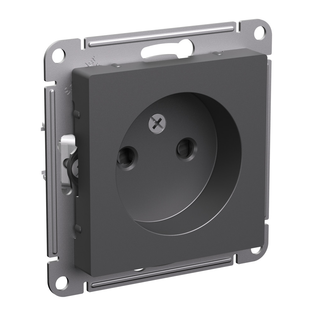 ATLASDESIGN РОЗЕТКА без заземления со шторками, 16А, механизм, БАЗАЛЬТ ...