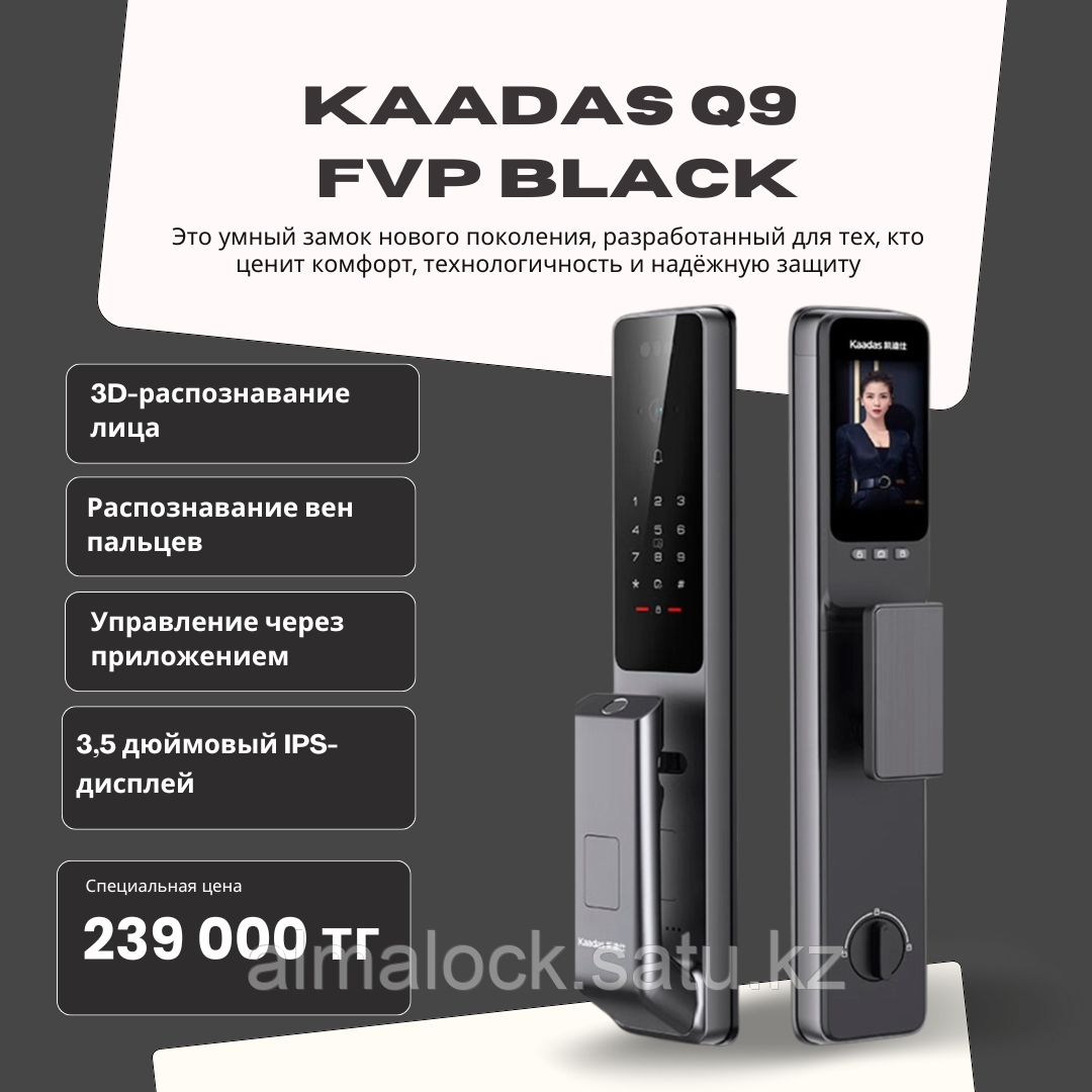 Купить Электронный замок Kaadas Q9 FVP Black в Алматы от компании "ИП "ALMALOCK" - магазин и ...