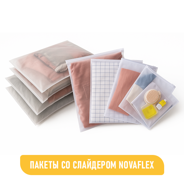ПАКЕТЫ СО СЛАЙДЕРОМ NOVAFLEX купить оптом. Доставка по всему Казахстану ...