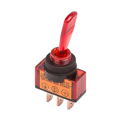 Тумблер 12V 30А (3c) ON-OFF однополюсный с красной LED подсветкой (ASW-07D-2) REXANT (в упак ...