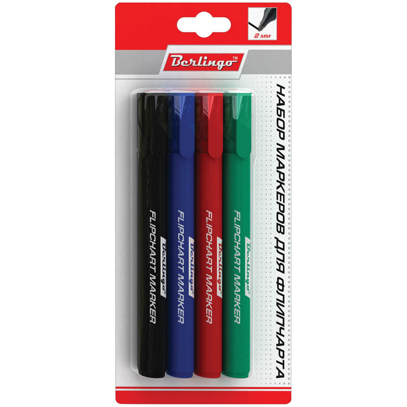 Набор маркеров для флипчарта, 4цв., пулевидный, 2мм: продажа, цена в ...